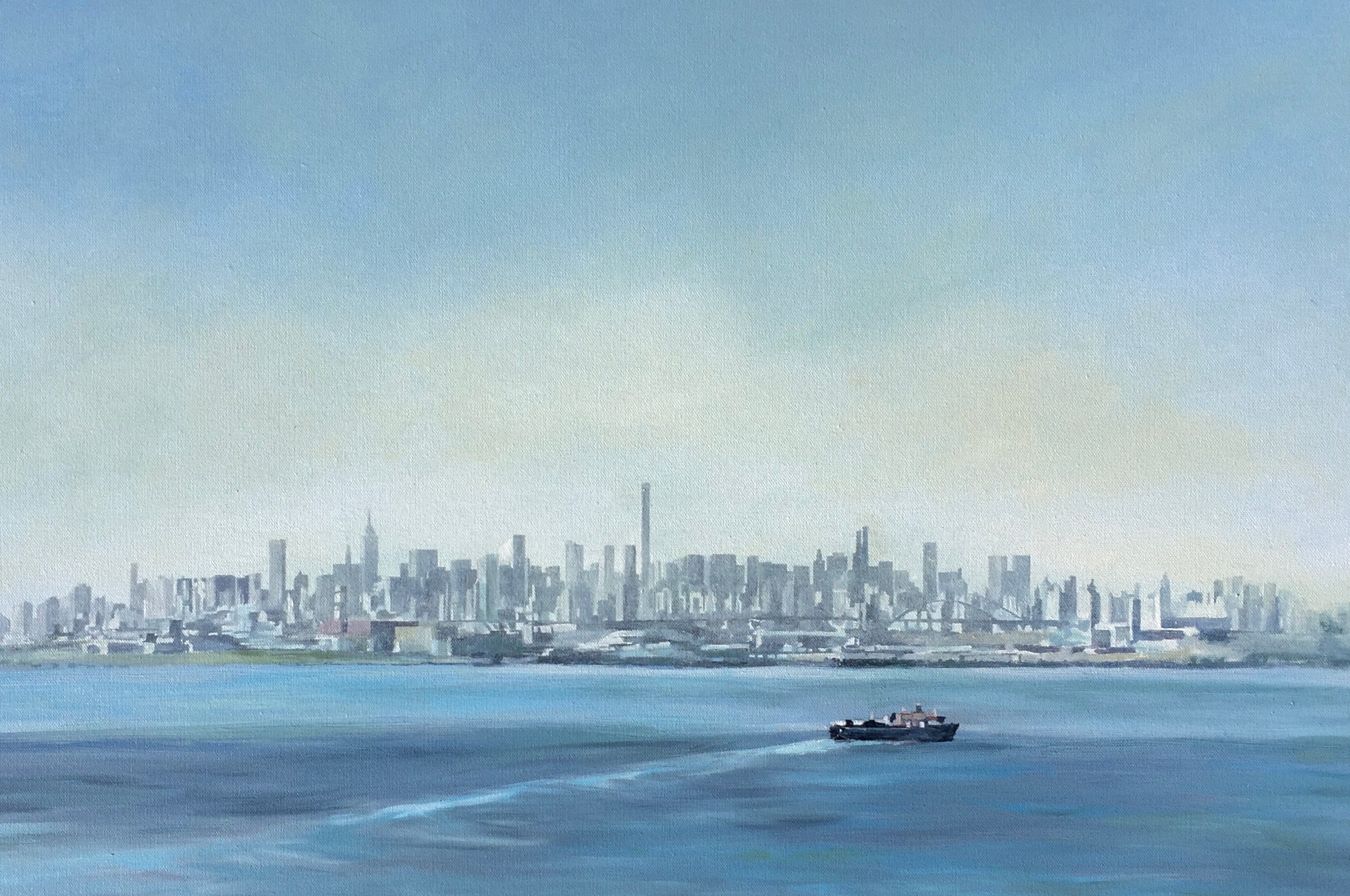 View from the Whitestone, NYC Oil Painting – Medeiros Fine Art