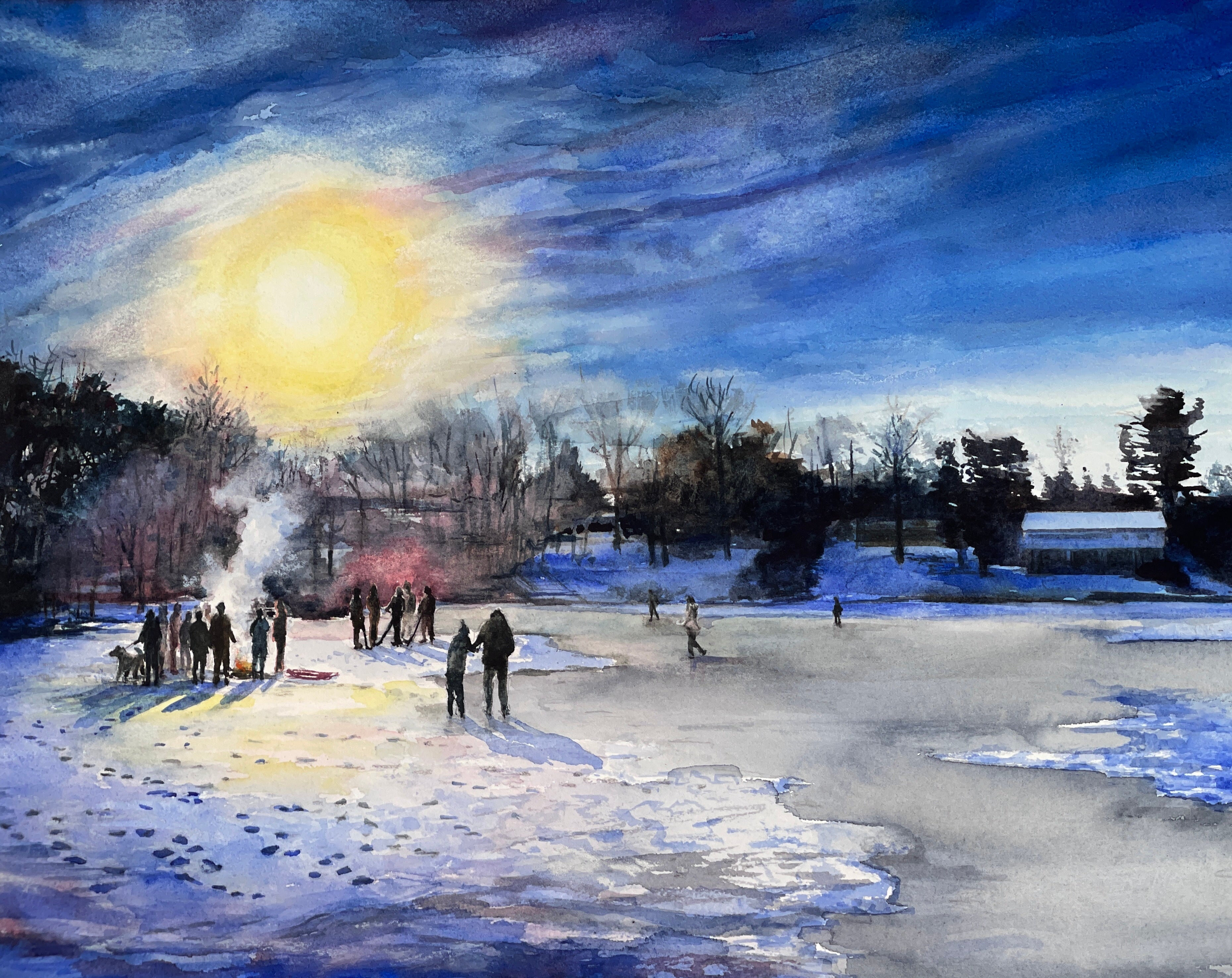 Bonfire on Ball Pond- print – Medeiros Fine Art