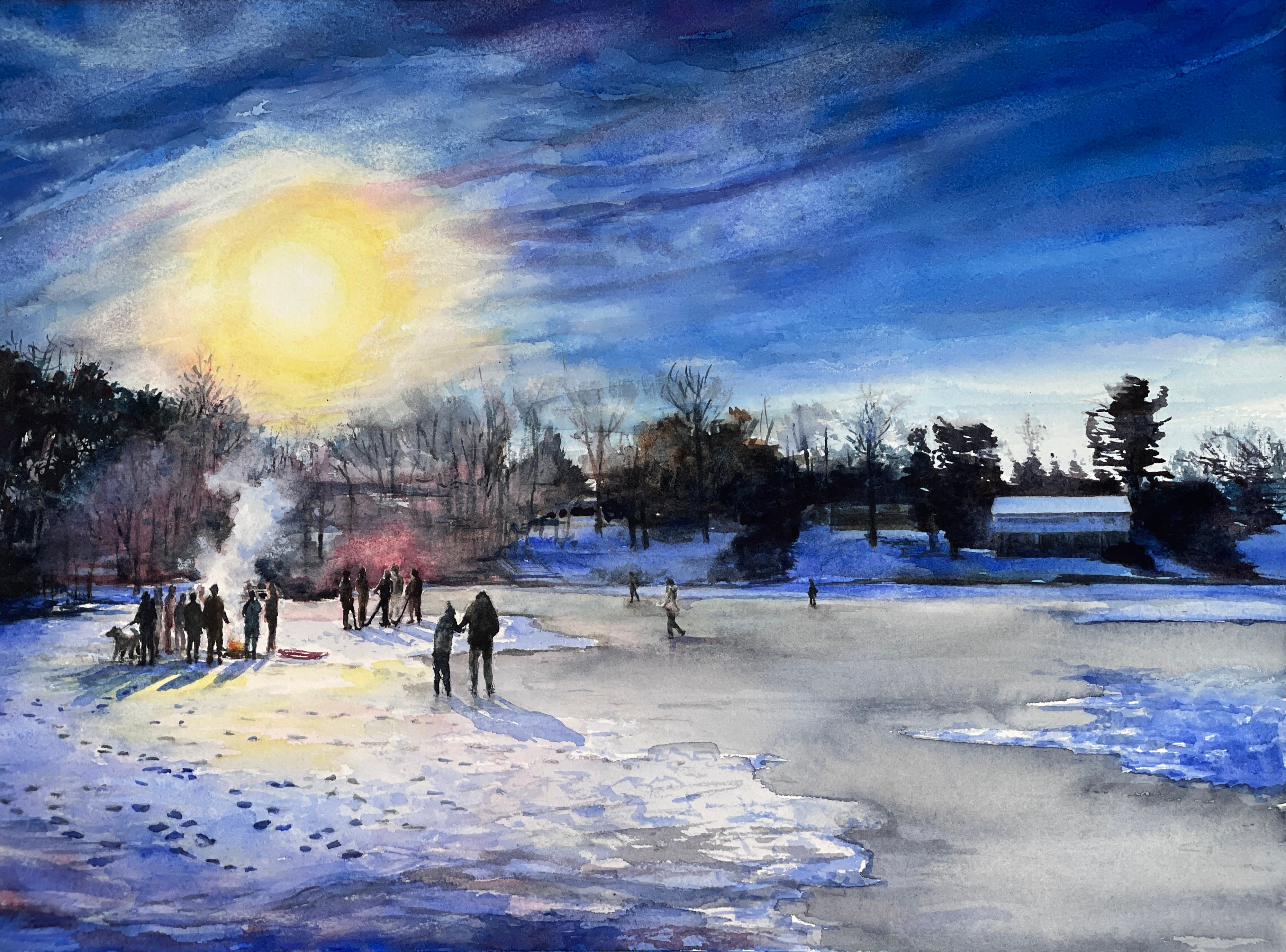 Bonfire on Ball Pond – Medeiros Fine Art