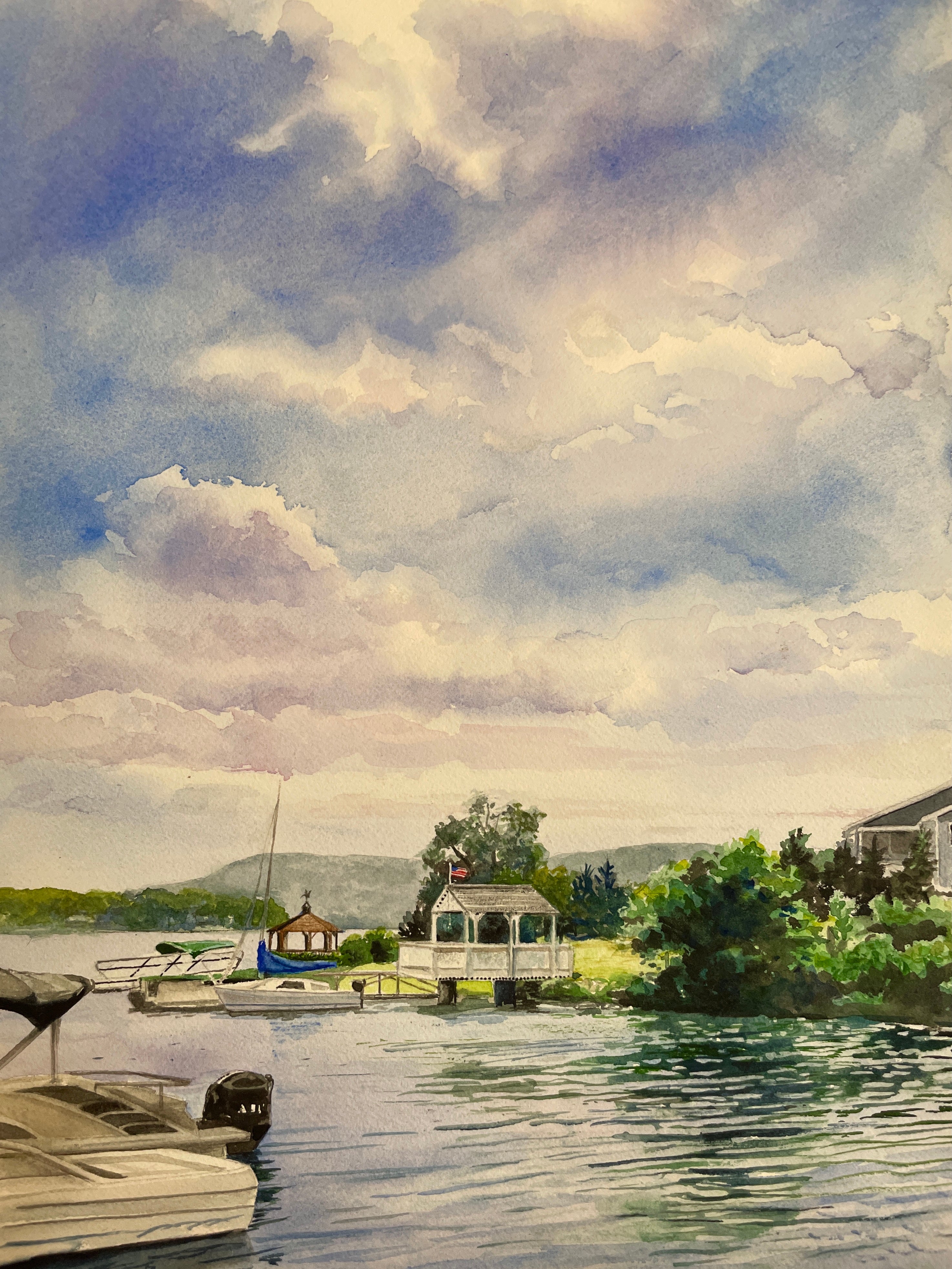 Candlewood Lake, CT.- original watercolor painting – Medeiros Fine Art